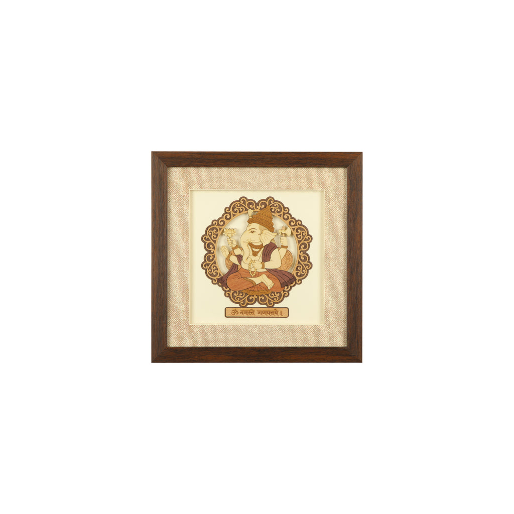 Namaste Ganesh Wooden Carving Frame – Ragaarts