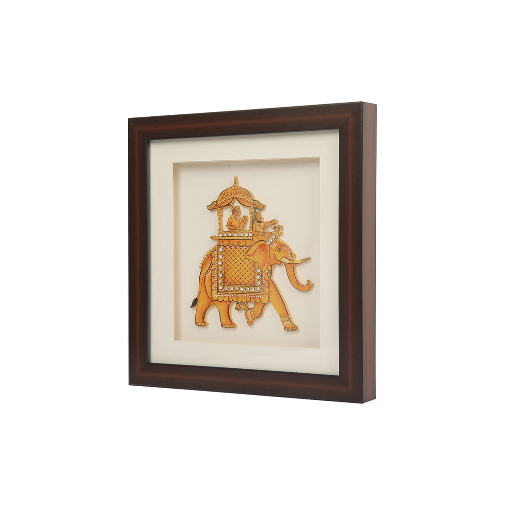 Framed Royal Ambari Elephant Wall Art for Traditional Decor | Ragaarts