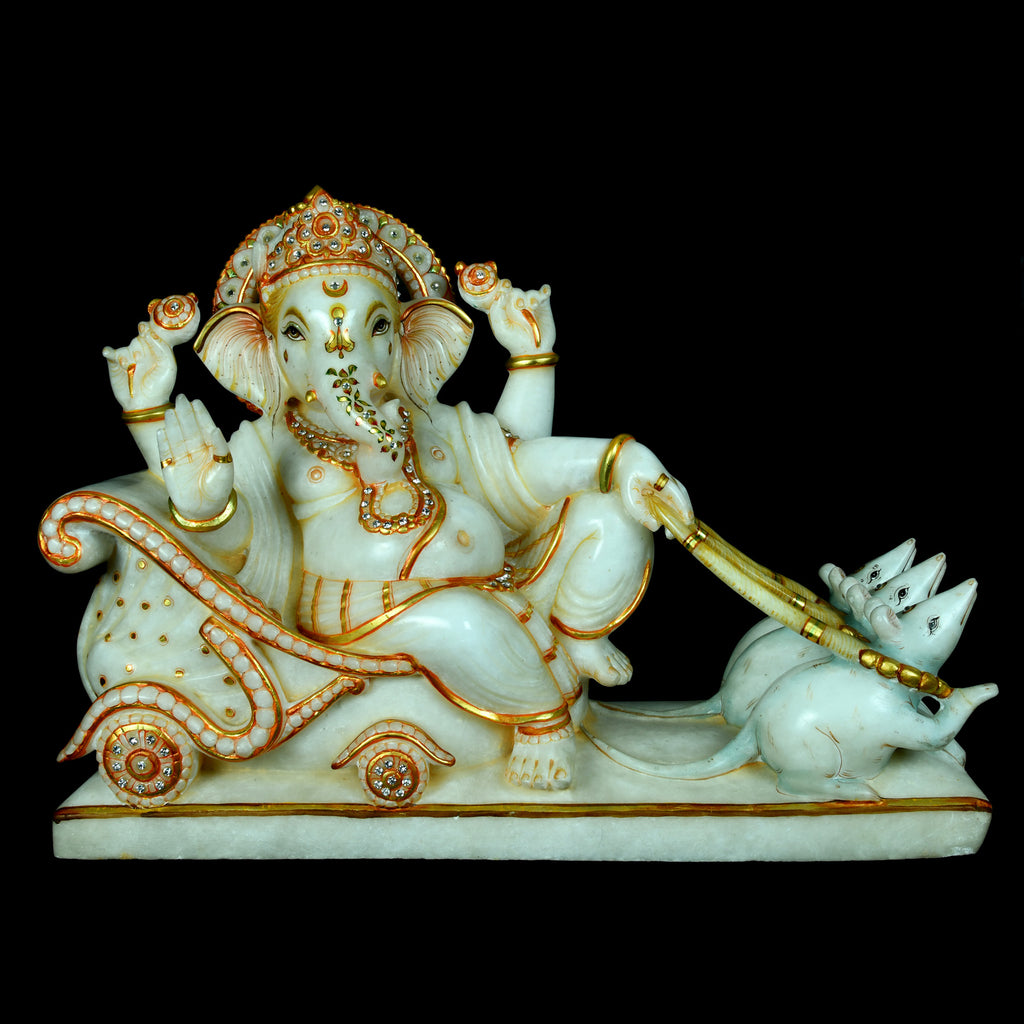 Marble Ganesha on Mouse Ratha – Ragaarts