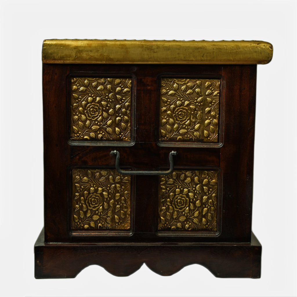 Sheesham Wooden Box With Brass Sheet Work – Ragaarts