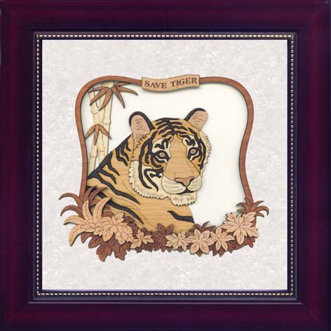 Tiger Wooden Carving Frame – Ragaarts
