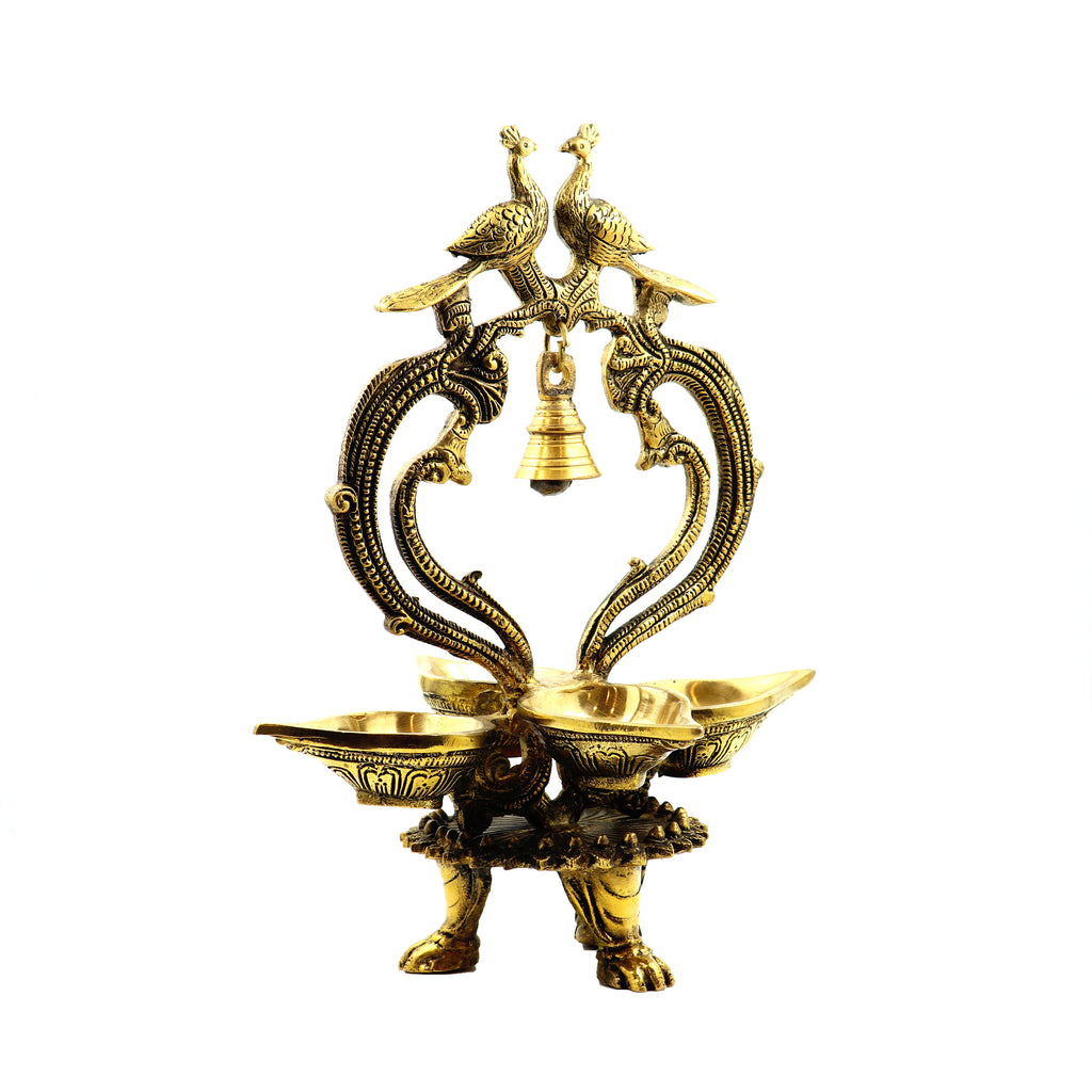 Brass Peacock Diya Online - Buy Standing Diya with Peacock on Top ...